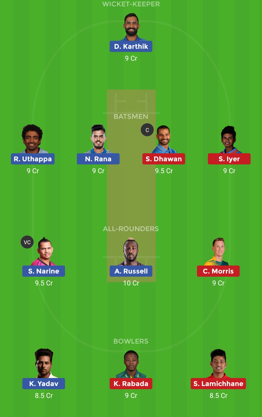IPL 2019, MATCH 26: DC vs KKR Best Dream11 team Today Prediction